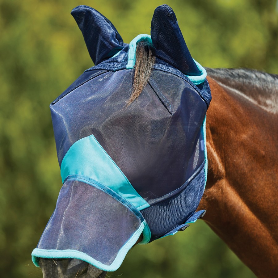 Weatherbeeta Comfitec Deluxe Fine Mesh Mask With Ears & Nose (Navy ...