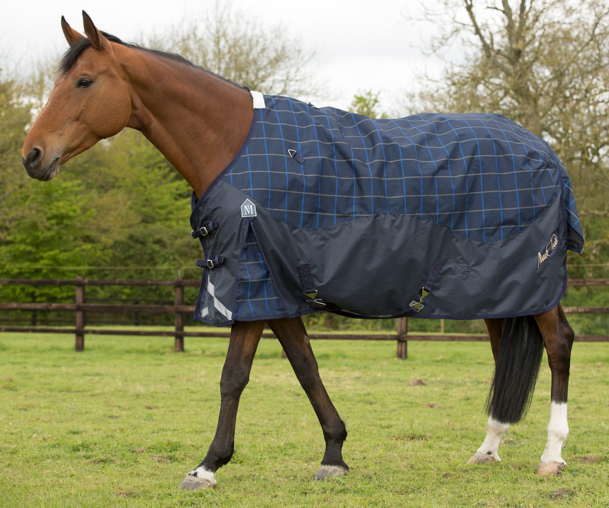 Mark Todd Lightweight Turnout Rug Plaid Navy/Beige/Royal - Wychanger Barton