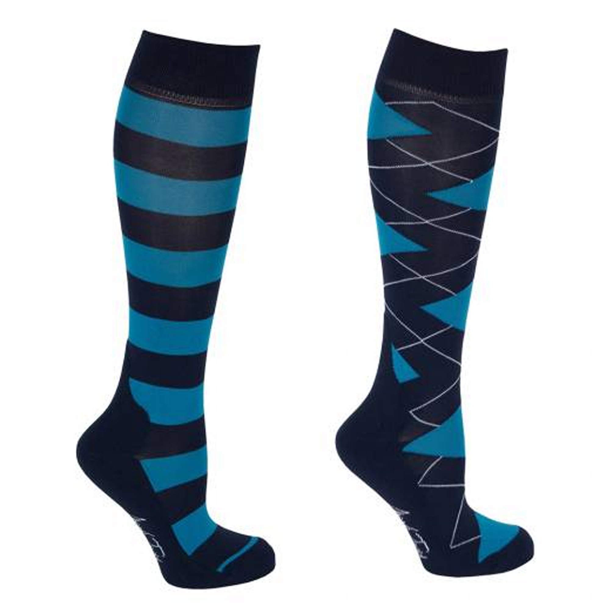 Mark Todd Women's Argyle & Stripe Long Socks Black & Grey - Wychanger ...