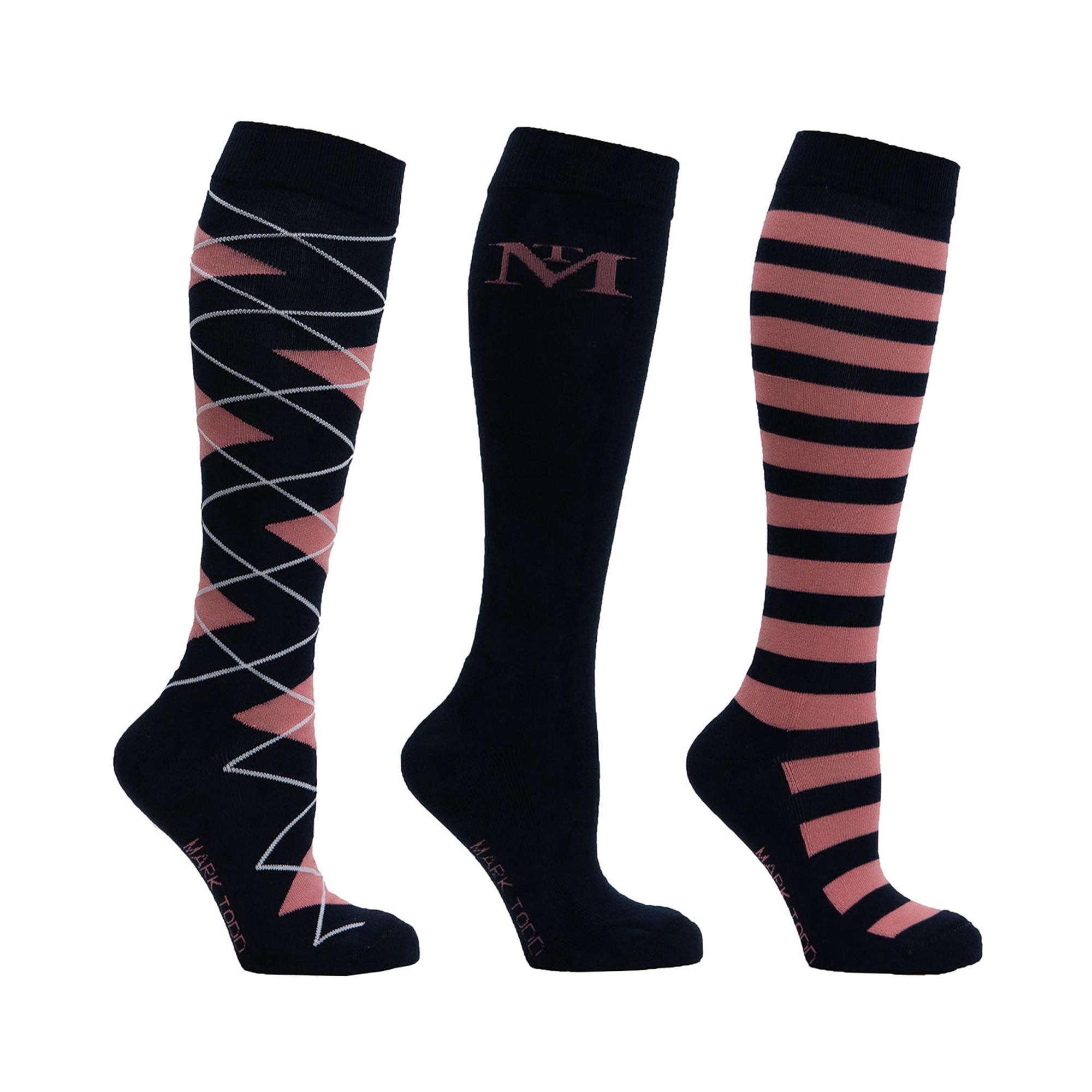 Mark Todd Woman's Argyle & Stripe Long Socks 3pk - Wychanger Barton